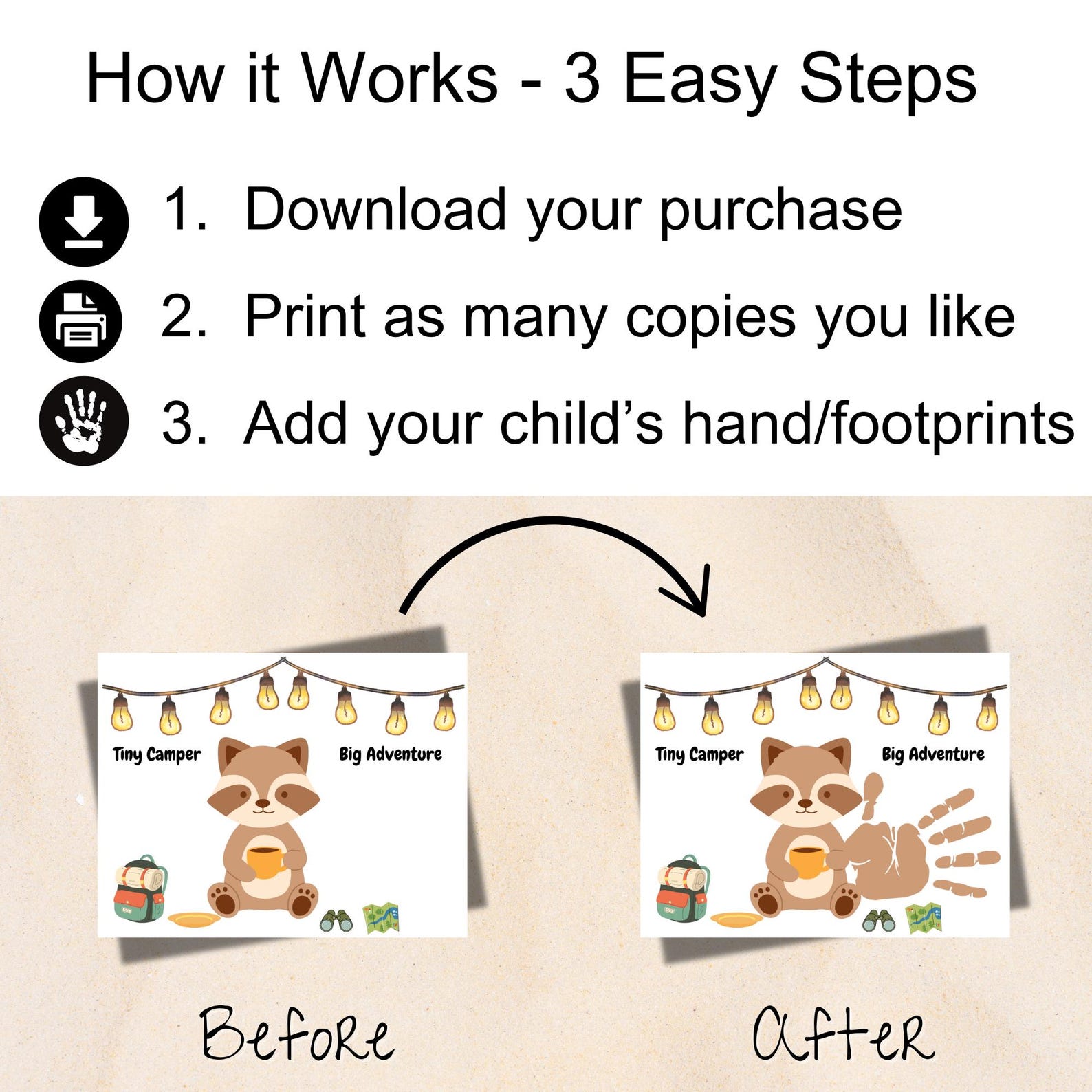 Camping Handprint Craft Bundle, Summer Handprint Art, Printable ...