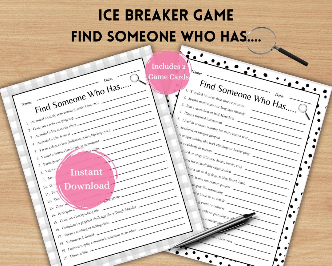 Adult Scavenger Hunt, Find Someone Who… Ice Breaker Game. Great for ...