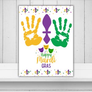 Mardi Gras Handprint Craft, Mardi Gras Handprint Art, Mardi Gras DIY ...