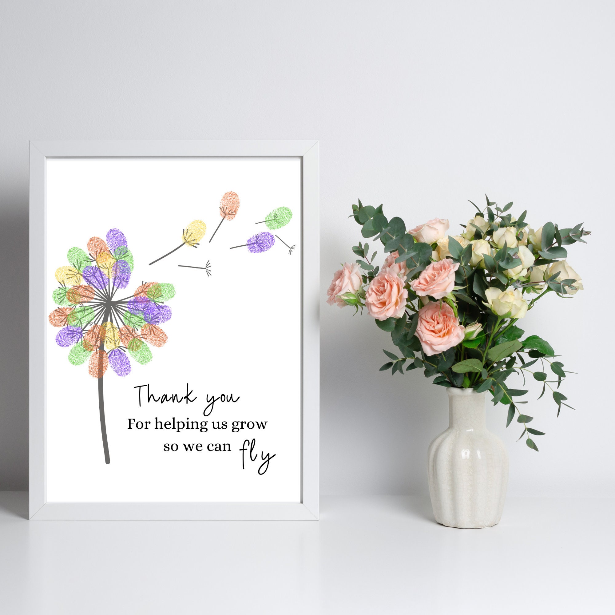 Teacher Appreciation Gift, Fingerprint Art, Handprint Craft Project ...
