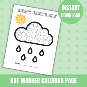 Earth Day Dot Marker Coloring Page for Preschoolers. Earth Day Sun and ...