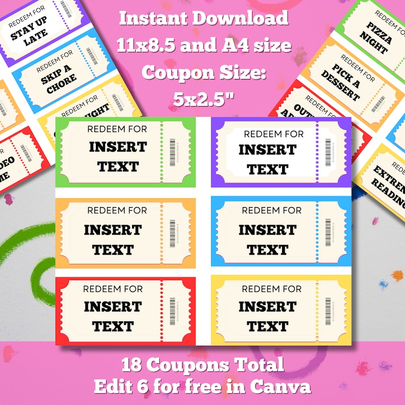 Printable Kids Coupon Book, Editable Reward Template, Birthday Coupon ...