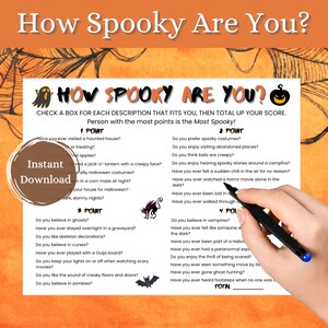Halloween Game, How Spooky Are You ? Printable Game for Adults, Fall ...
