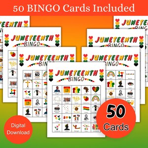 Juneteenth Bingo Game, 50 Printable Bingo Cards, Freedom Day Juneteenth ...