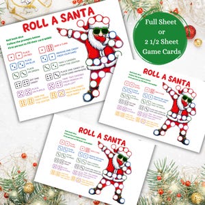 Roll a Santa Dice Game, Printable Holiday Game, Christmas Party, Candy ...