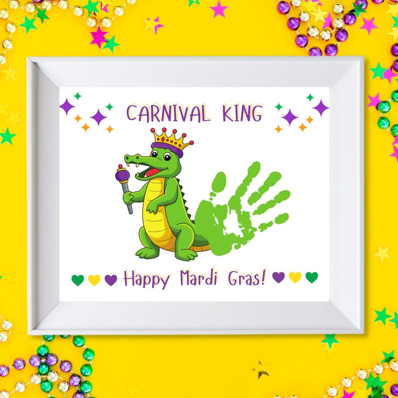 Mardi Gras Handprint Craft, Mardi Gras Handprint Art, Printable ...