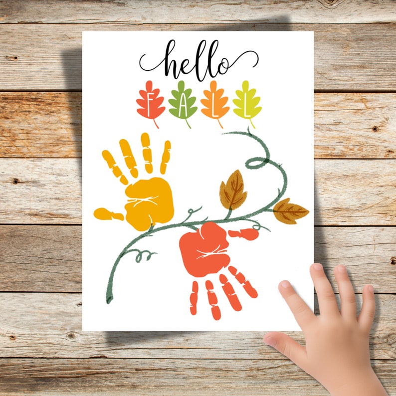 Fall Handprint Art, Leaf Handprint Craft, Preschool Activity for Babies ...