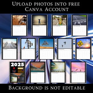 2025 Racing Calendar Photo Collage, Monthly Calendar Plus Cover Page ...