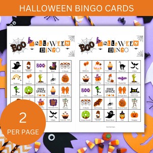 Halloween Bingo Game, Kids Halloween Party Game, 50 Halloween Bingo ...
