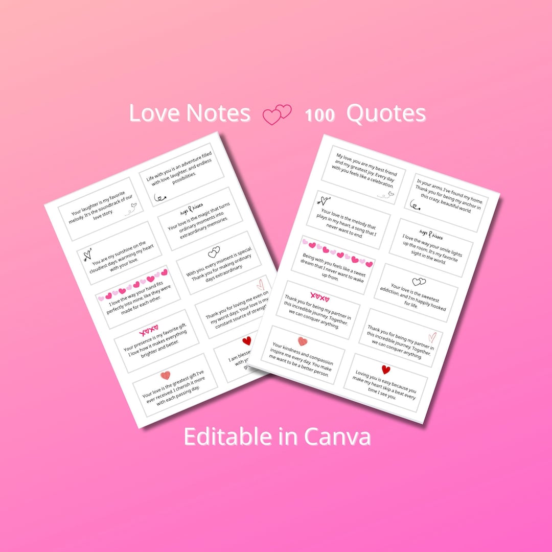 Editable Lunch Box Love Notes Printable, Valentine's Day, Anniversary ...
