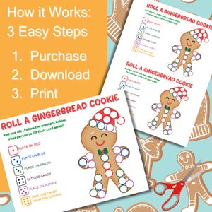 Roll a Gingerbread Man Game, Printable Holiday Game, Christmas Party ...