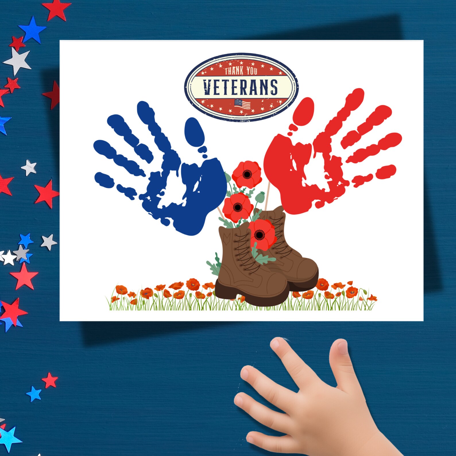 Veterans Day Handprint Art, Veterans Day Handprint Craft, Thank You ...