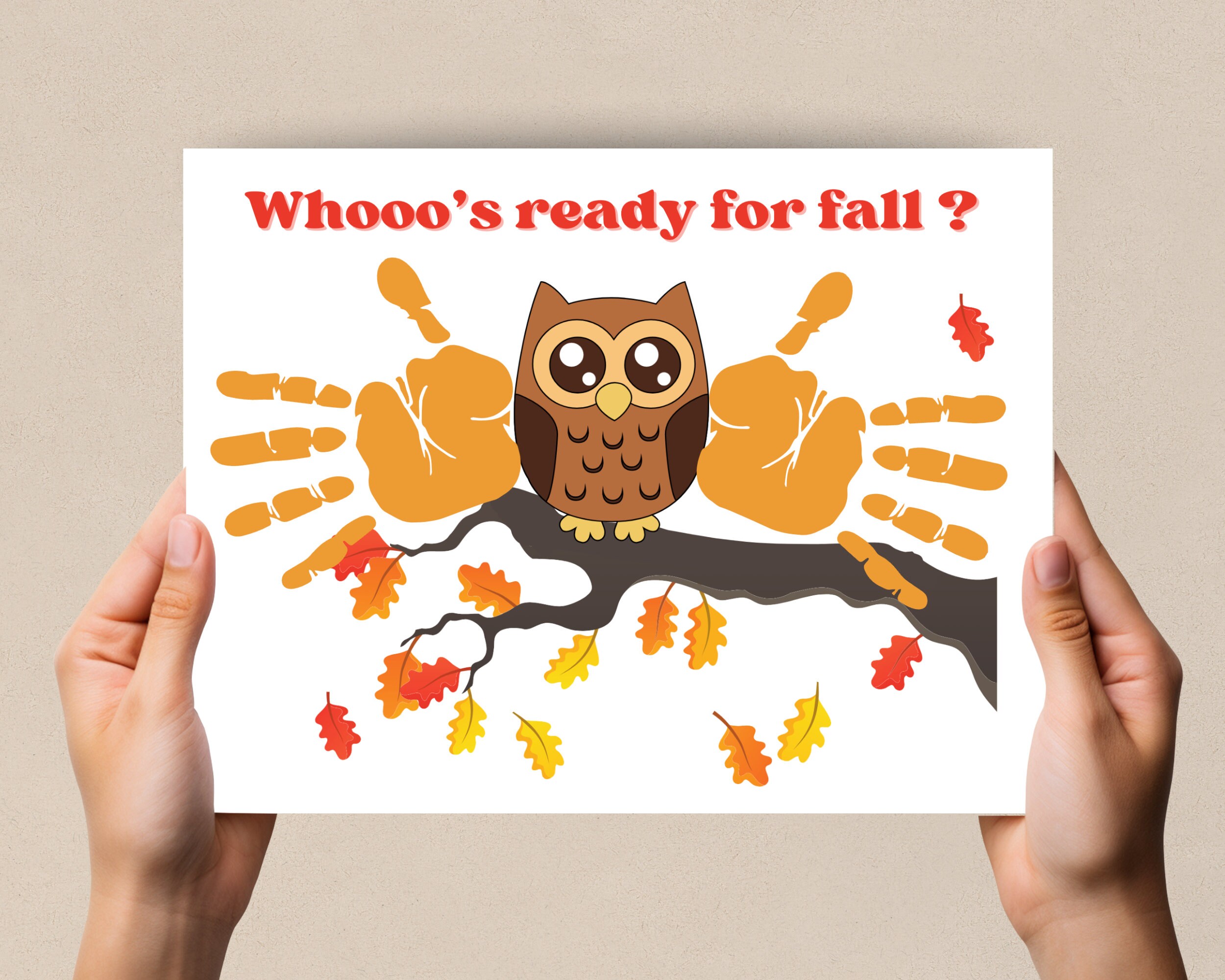 Fall Handprint Art, Owl Handprint Craft, Preschool Activity for Babies ...