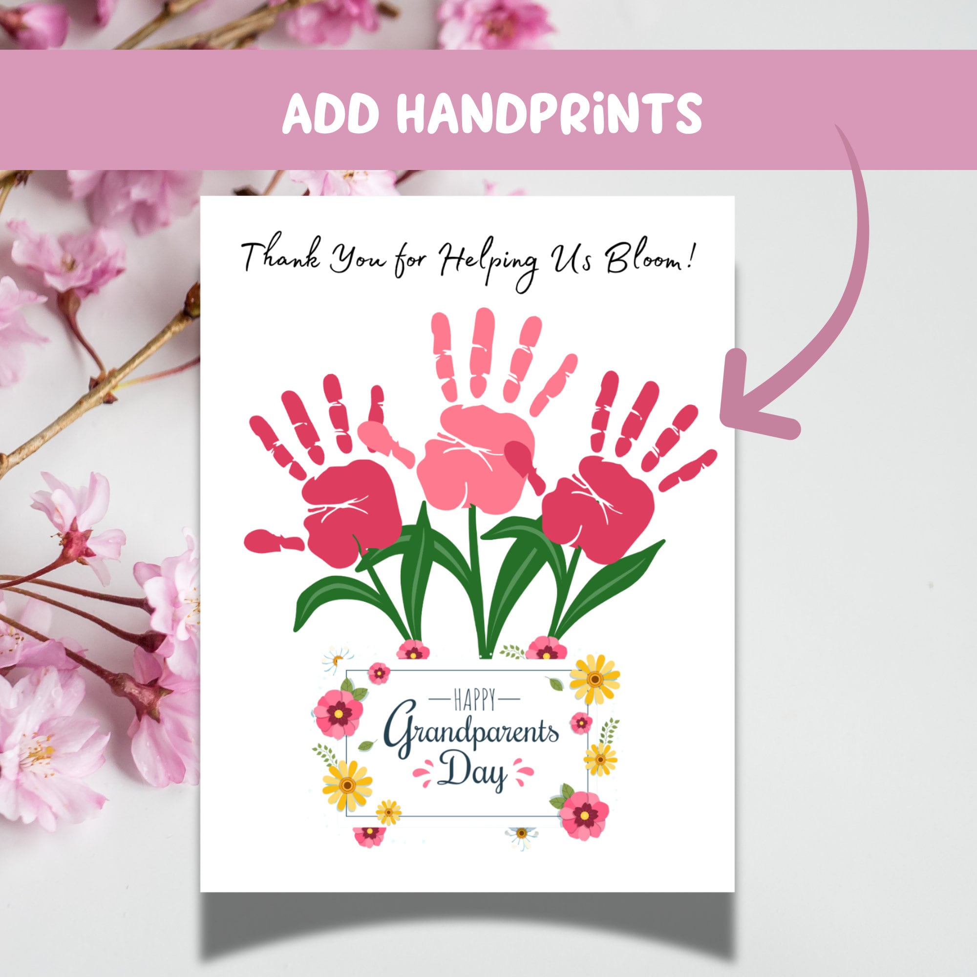 Grandparents Day Handprint Art, Preschool Handprint Craft Activity for ...