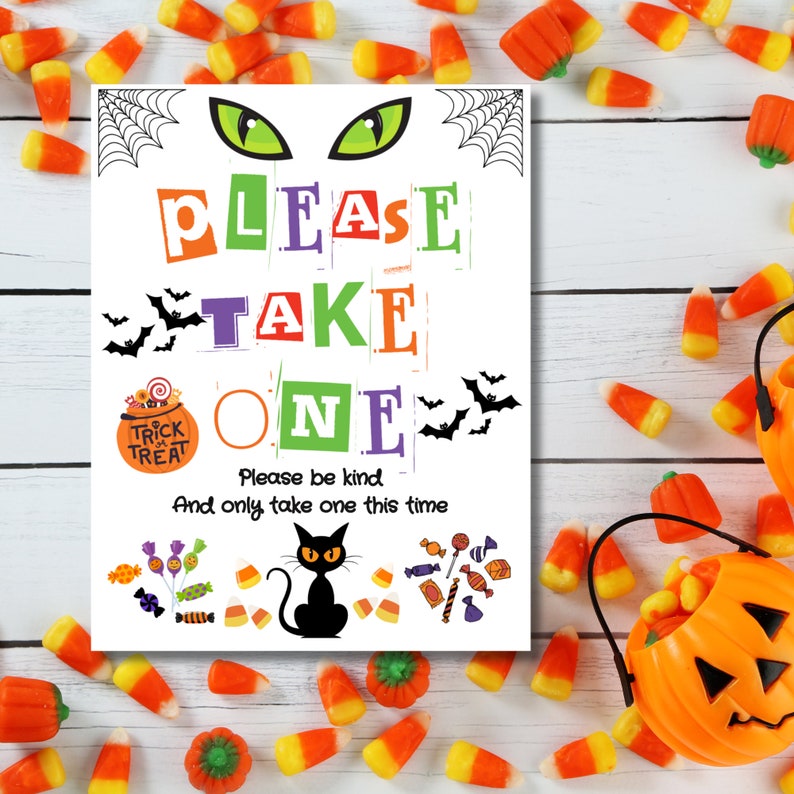 Halloween Candy Sign, "please Take One" Sign, Halloween Decor ...