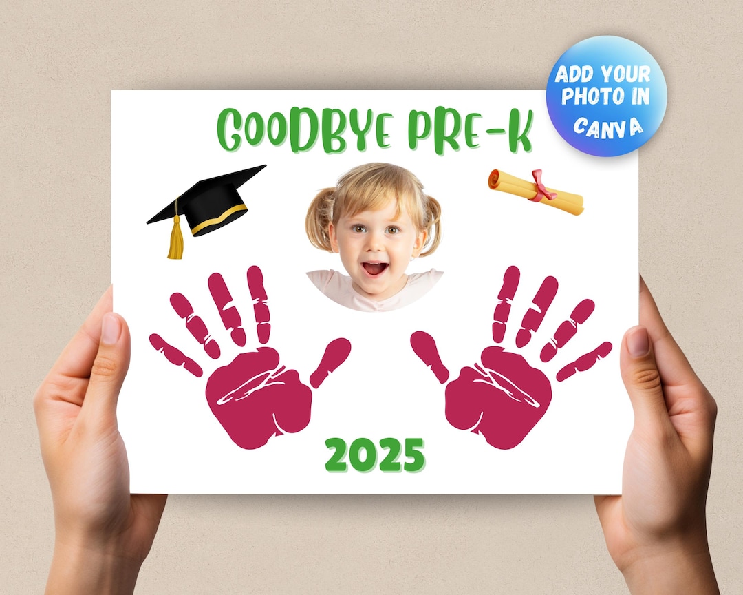 Goodbye Pre-k Handprint Craft, Pre-k Photo Craft, Child Photo Album Pre ...
