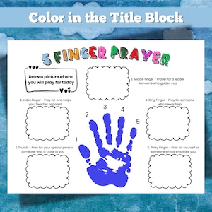 5 Finger Prayer Handprint Art, Sunday School Activity, Grow in Christ ...
