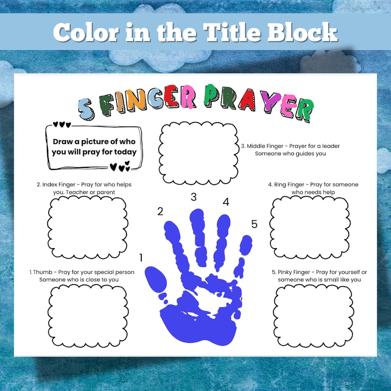 5 Finger Prayer Handprint Art, Sunday School Activity, Grow in Christ ...