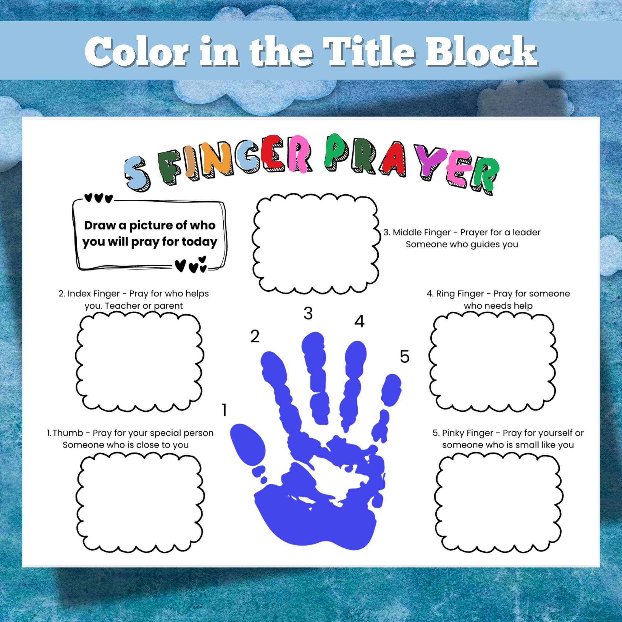 5 Finger Prayer Handprint Art, Sunday School Activity, Grow in Christ ...