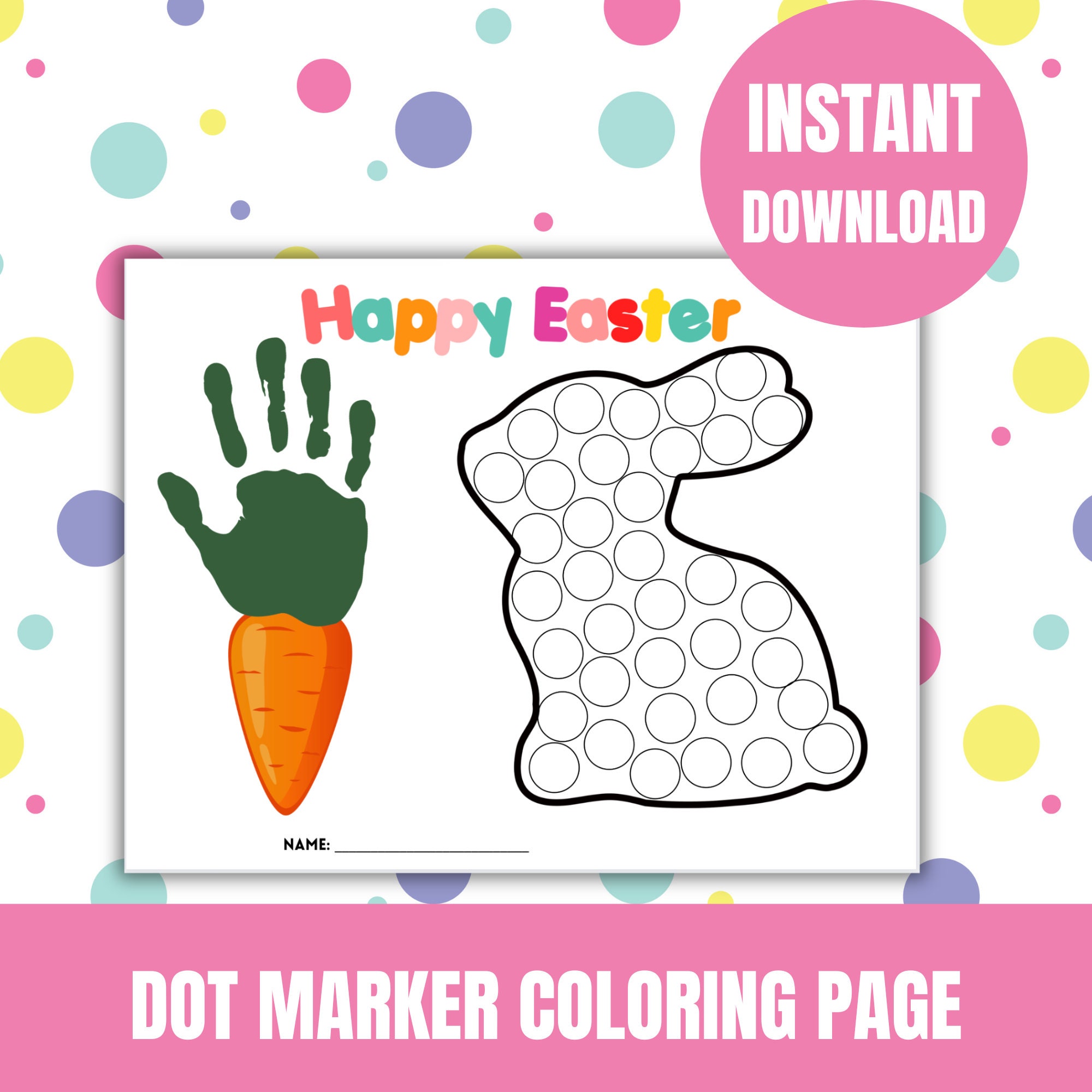 Easter Dot Marker Handprint Art Coloring Page for Preschoolers. Easter ...