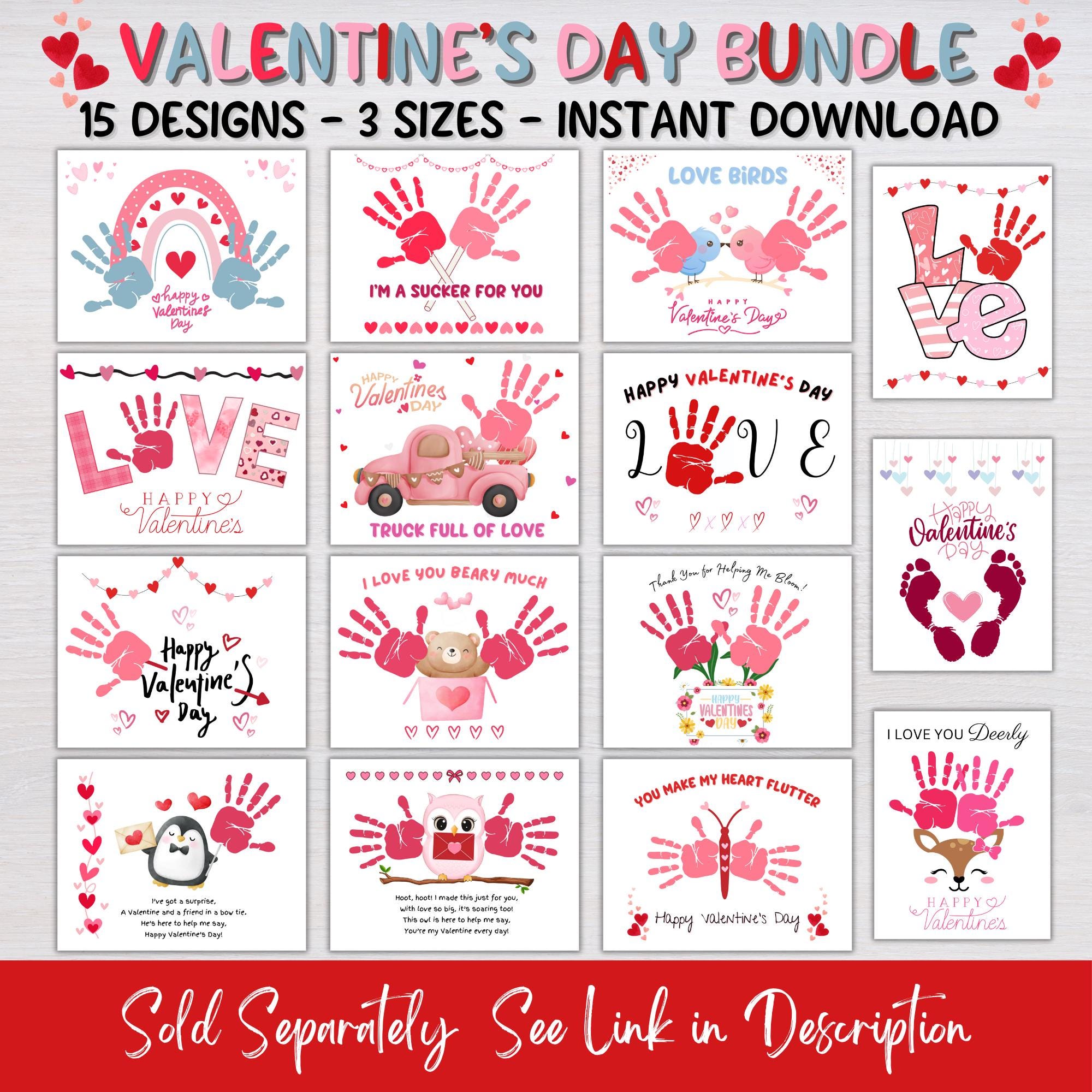 Valentines Day Handprint Art, Valentines Day Handprint Craft, Handprint ...