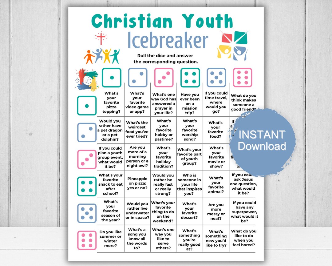 Christian Youth Icebreaker Dice Game, Printable Game, Christian Party ...