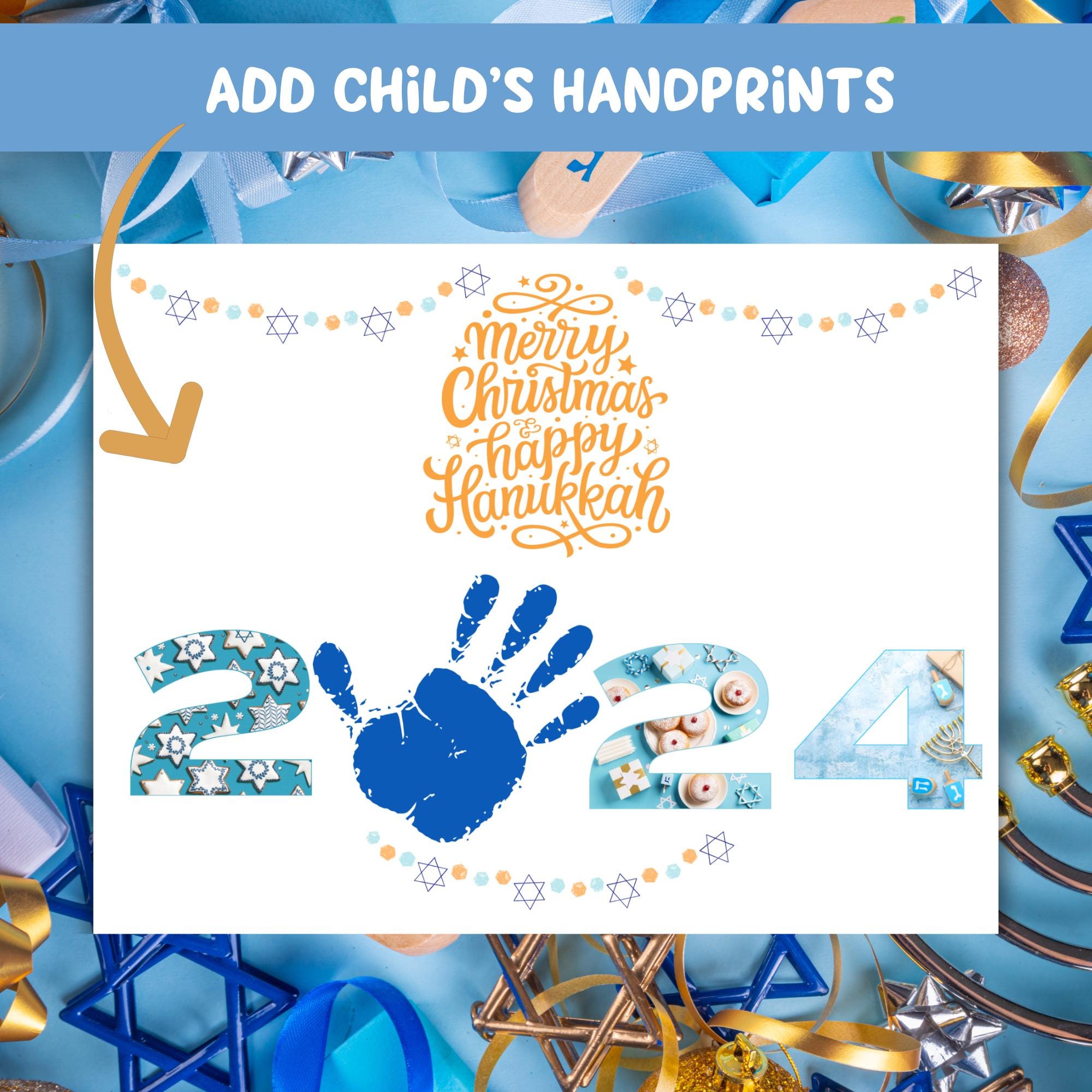 Hanukkah Handprint Craft, Handprint Art, 2024 Hanukkah, Preschool ...