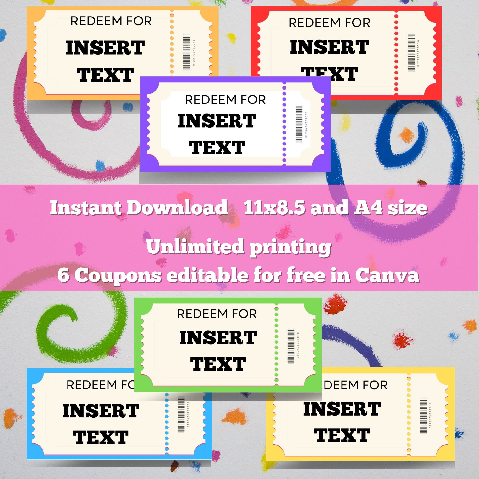 Printable Kids Coupon Book, Editable Reward Template, Birthday Coupon ...