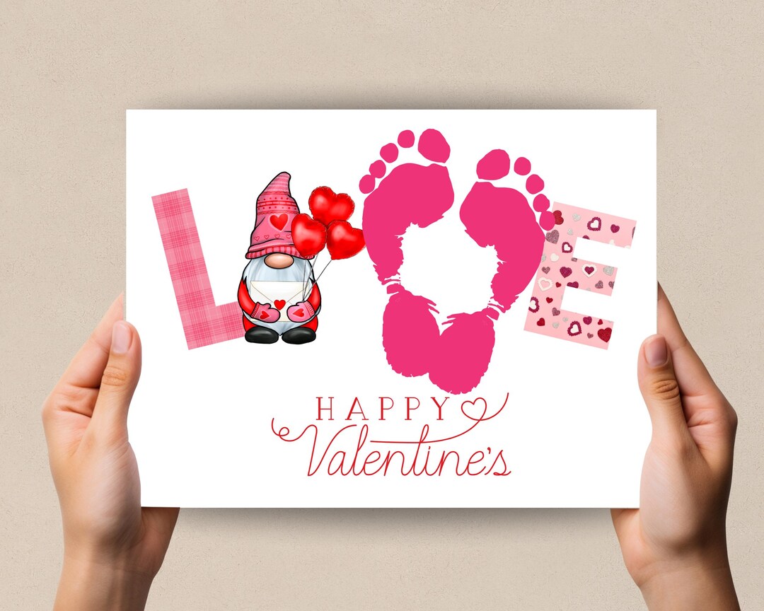 Valentine's Day Handprint Art, Gnome Handprint Craft, Valentine's Day ...