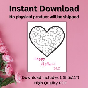 Mother's Day Dot Marker Heart Shaped Page for Preschoolers. Mother's ...