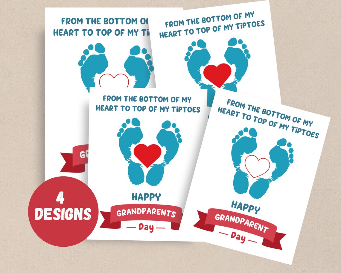 Grandparent's Day Footprint Art, Preschool Footprint Craft Activity for ...