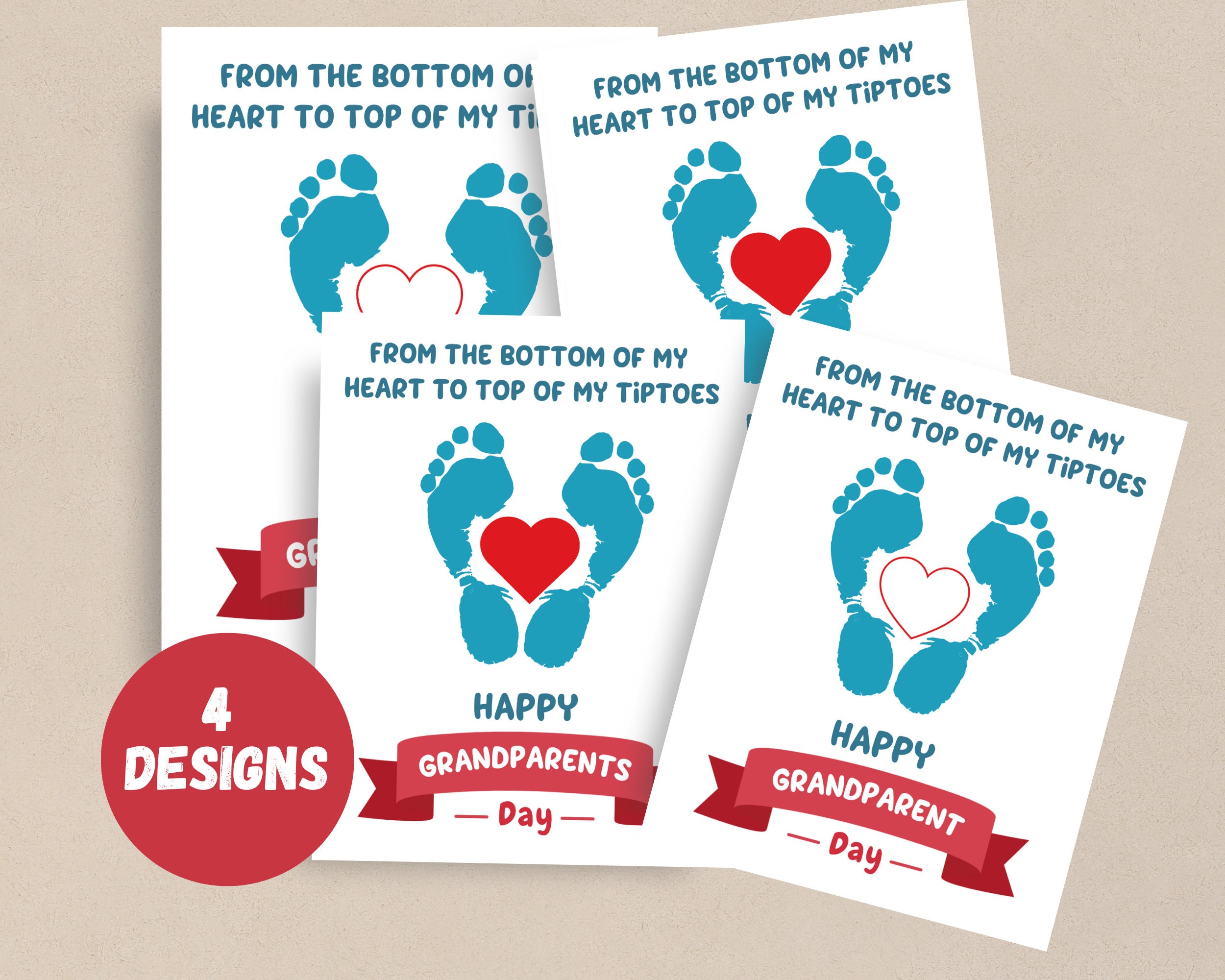 Grandparent's Day Footprint Art, Preschool Footprint Craft Activity for ...