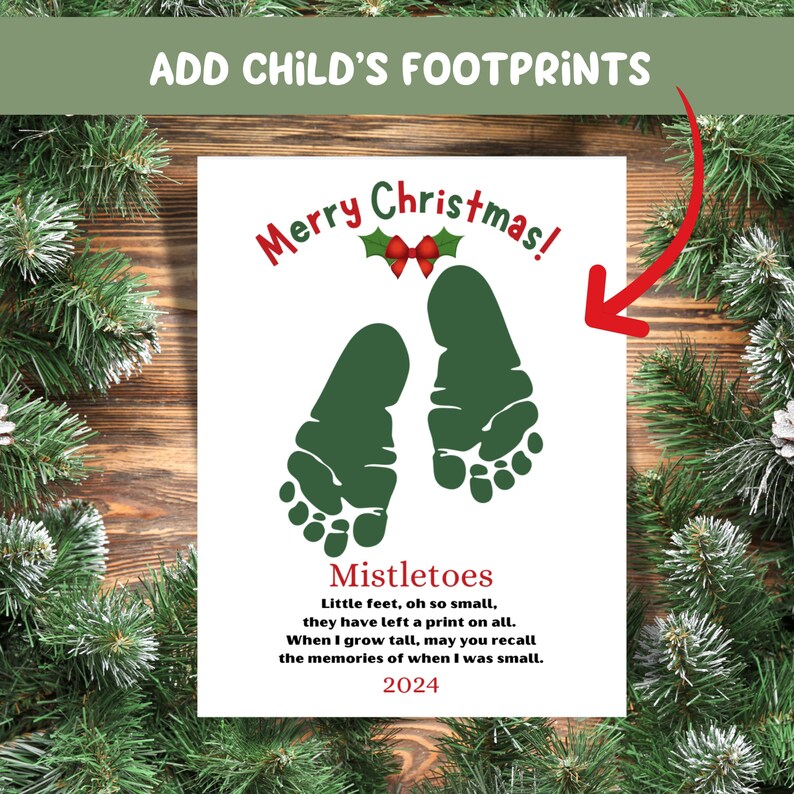 Footprint Mistletoes Christmas Craft Poem, Footprint Art, Christmas ...