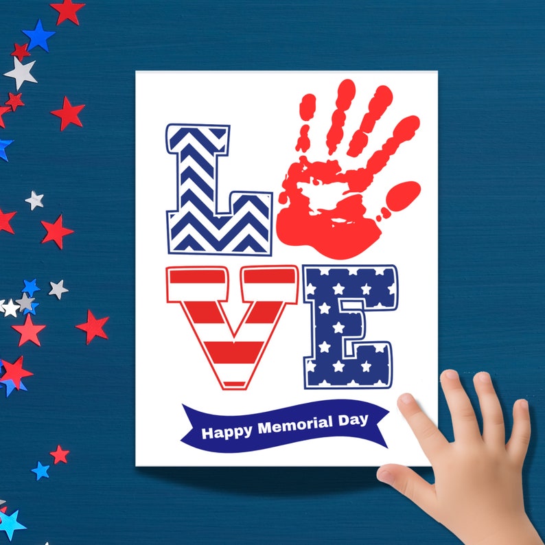 Memorial Day Handprint Art, Memorial Day Craft Activity for Toddler ...