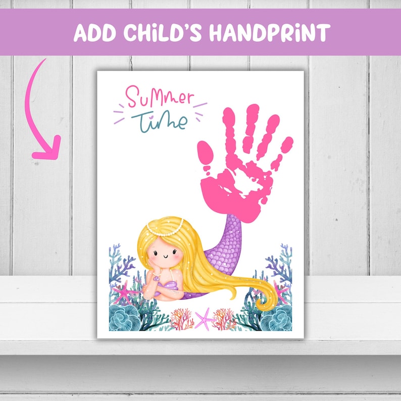 Summer Handprint Craft, Handprint Art, Mermaid Handprint, Infant ...