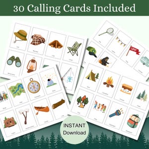 Camping Bingo Game, 50 Printable Camping Bingo Cards, Camping Party ...