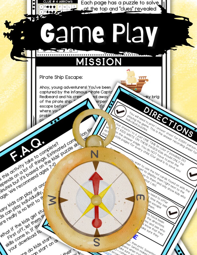 Pirate Ship Escape Room for Kids, Printable Escape Room Kit, Escape ...