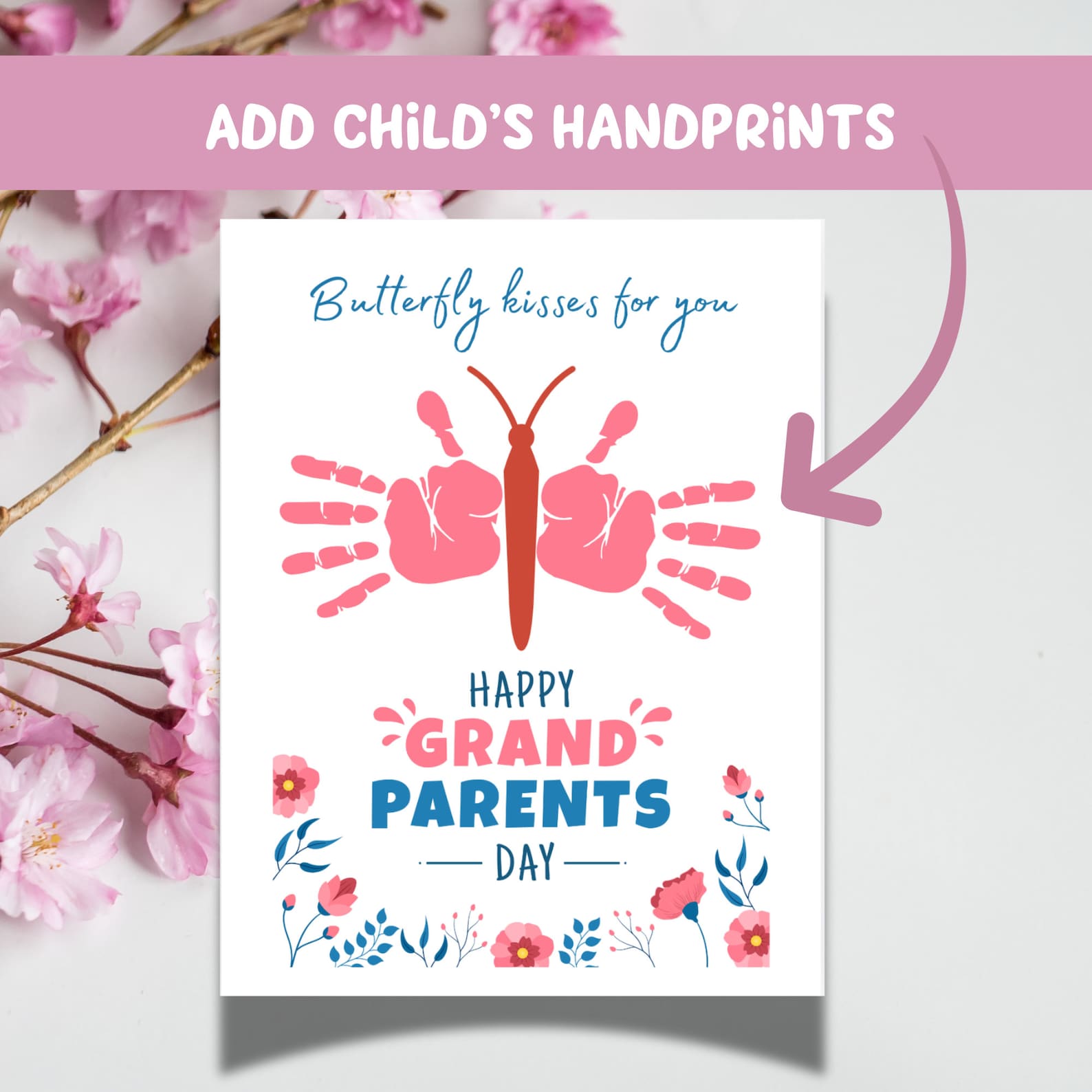 Grandparent Day Handprint Art, Preschool Handprint Craft Activity for ...