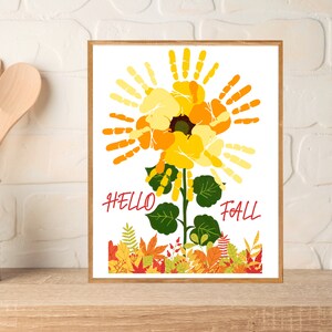 Fall Handprint Art, Sunflower Handprint Craft, Preschool Activity for ...