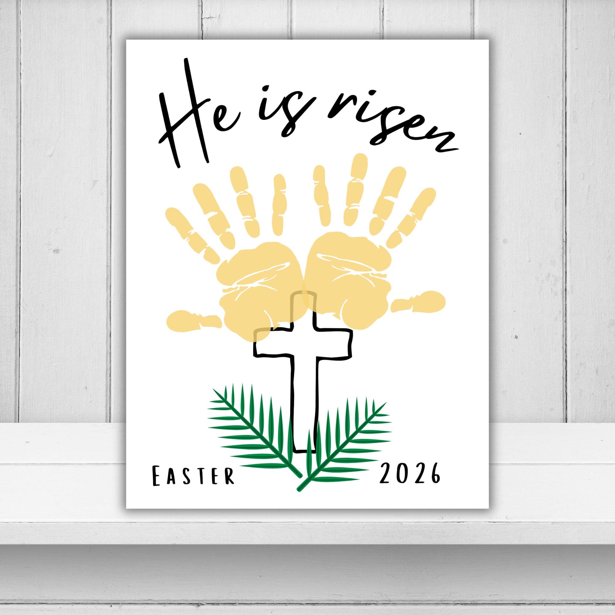 Easter Handprint Art, He is Risen Easter Craft, Easter Gift Memory ...