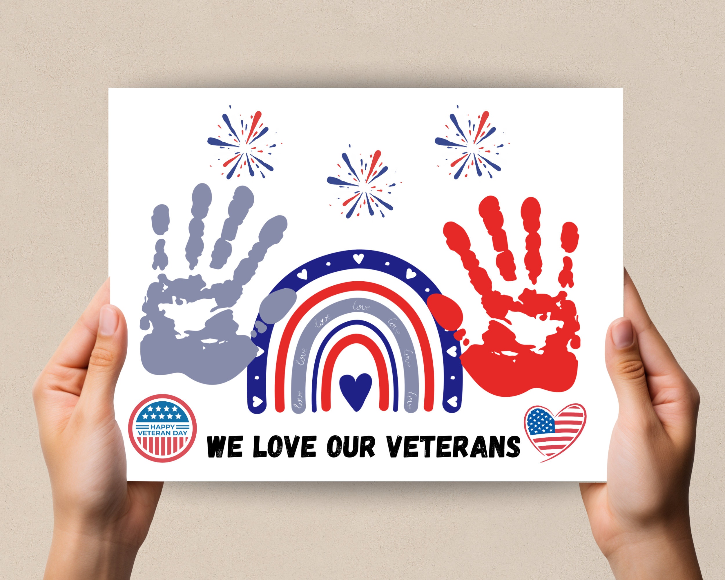 Veterans Day Handprint Art, Veterans Day Handprint Craft, We Love Our ...