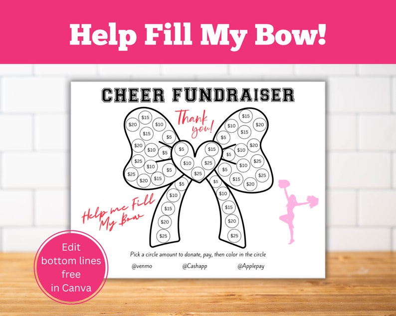 Fill My Bow, Cheerleading Fundraiser, Cheer Team Fundraising Template ...