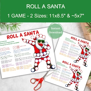 Roll a Santa Dice Game, Printable Holiday Game, Christmas Party, Candy ...