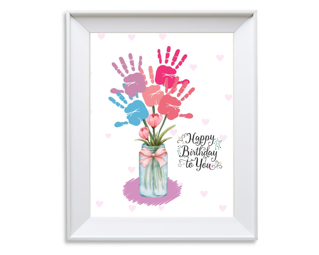 Handprint Art Craft Happy Birthday Bouquet Grandparents Gift From ...