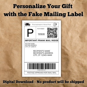 Fake Shipping Label Editable Canva Template, Funny Custom Gift Label ...