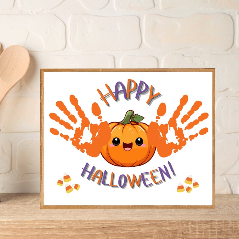 Halloween Handprint Art, Handprint Craft, Happy Halloween Preschool ...