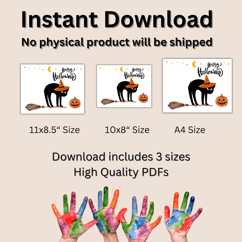 Halloween Handprint Art, Black Cat Handprint Craft, Preschool Activity ...