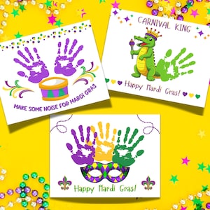 Mardi Gras Handprint Craft, Mardi Gras Handprint Art, Printable ...