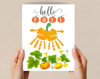 Fall or Thanksgiving Handprint Craft, Printable Pumpkin Handprint Art ...