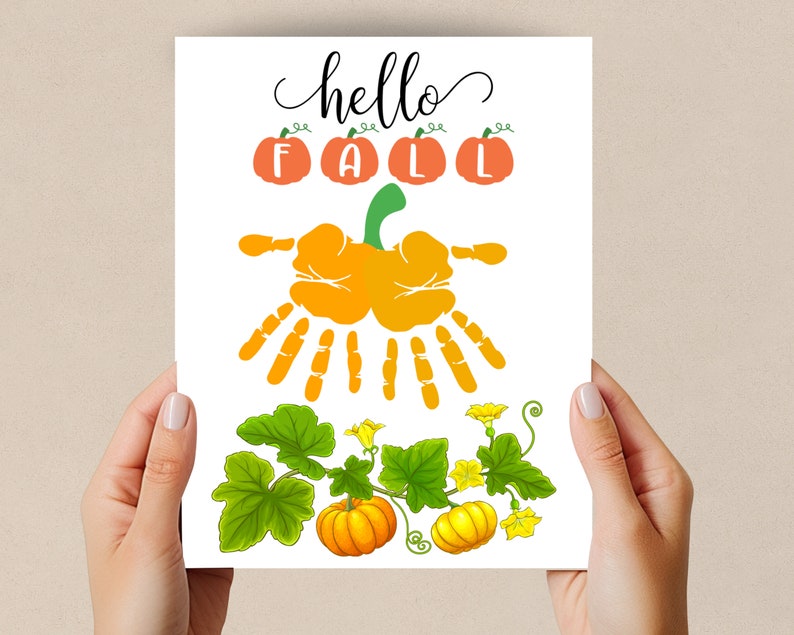 Fall Handprint Art, Pumpkin Patch Handprint Craft, Preschool Activity ...
